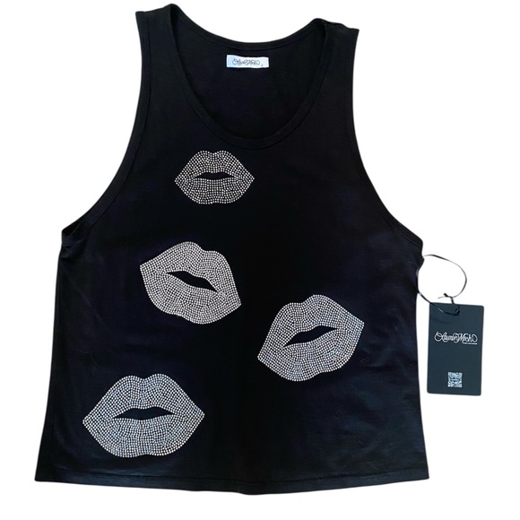 Lauren Moshi | Tops | New Lauren Moshi Luciana Crystal Multi Lips Black ...